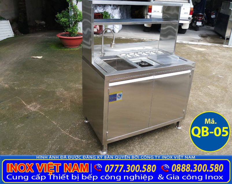Quầy Bar Inox Mini – Quầy Pha Chế Inox 1m2 QB-05 - Bếp Inox Việt Nam
