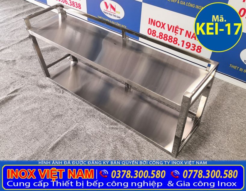 Kệ Inox Phẳng 2 Tầng Treo Tường KEI-17 - Bếp Inox Việt Nam