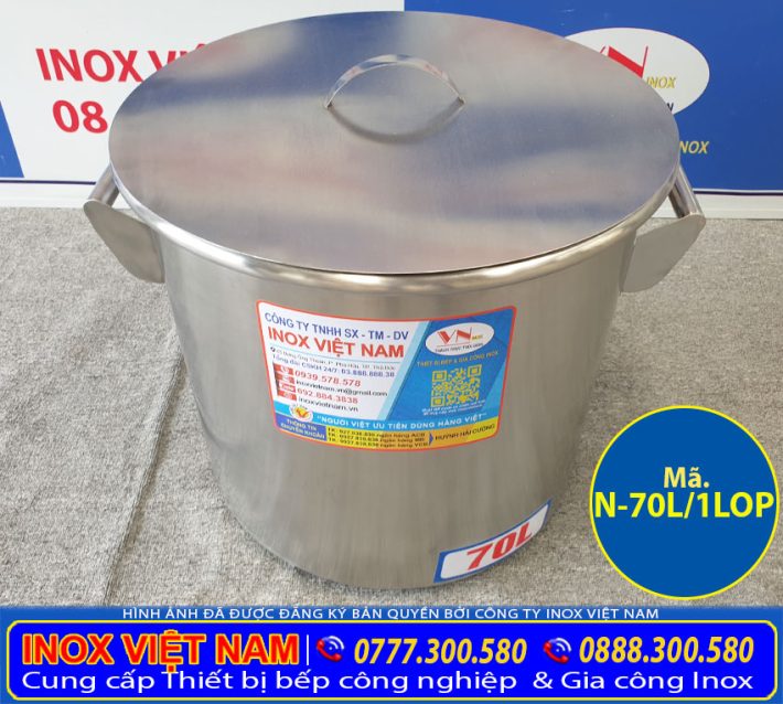 Nồi Inox Công Nghiệp 70L 1 Lớp N-70L/1LOP - Bếp Inox Việt Nam
